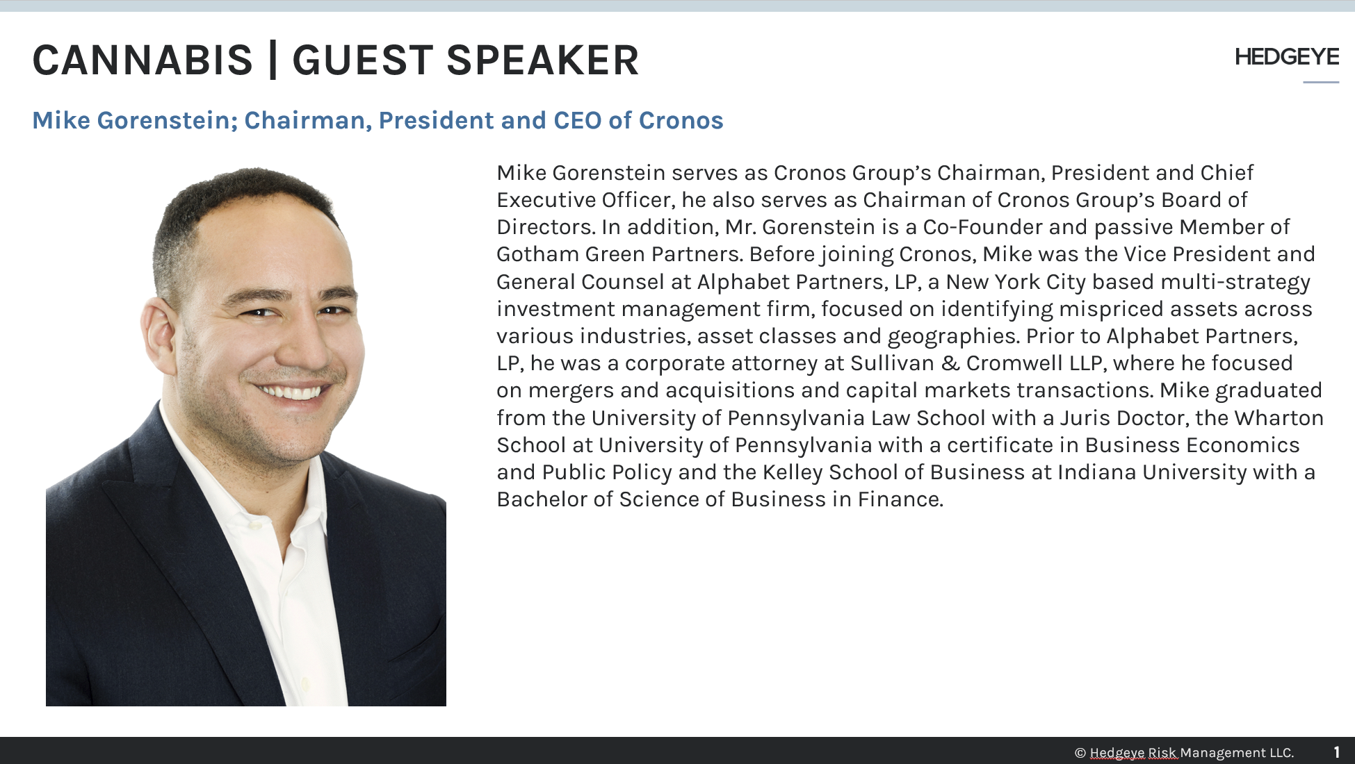 Call Today | Cannabis Speaker Call w/ Mike Gorenstein | CRONOS CEO