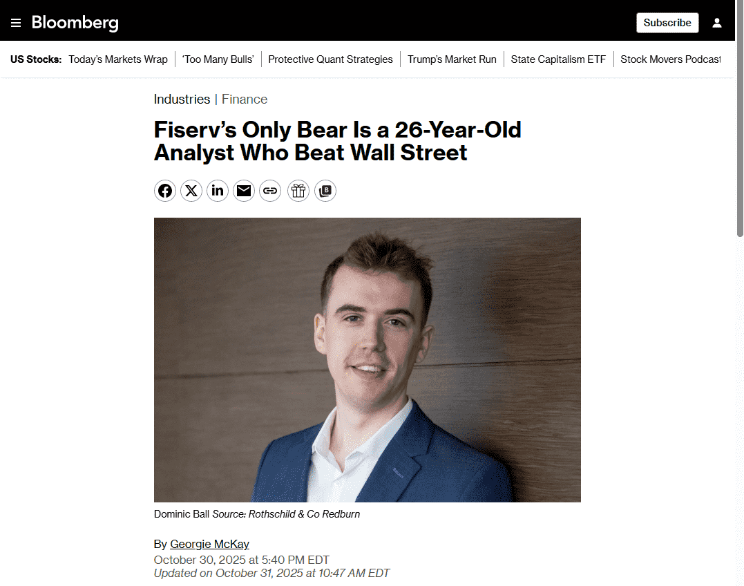 Bloomberg’s Fiserv Story Missed the Mark — Hedgeye’s Process Didn’t