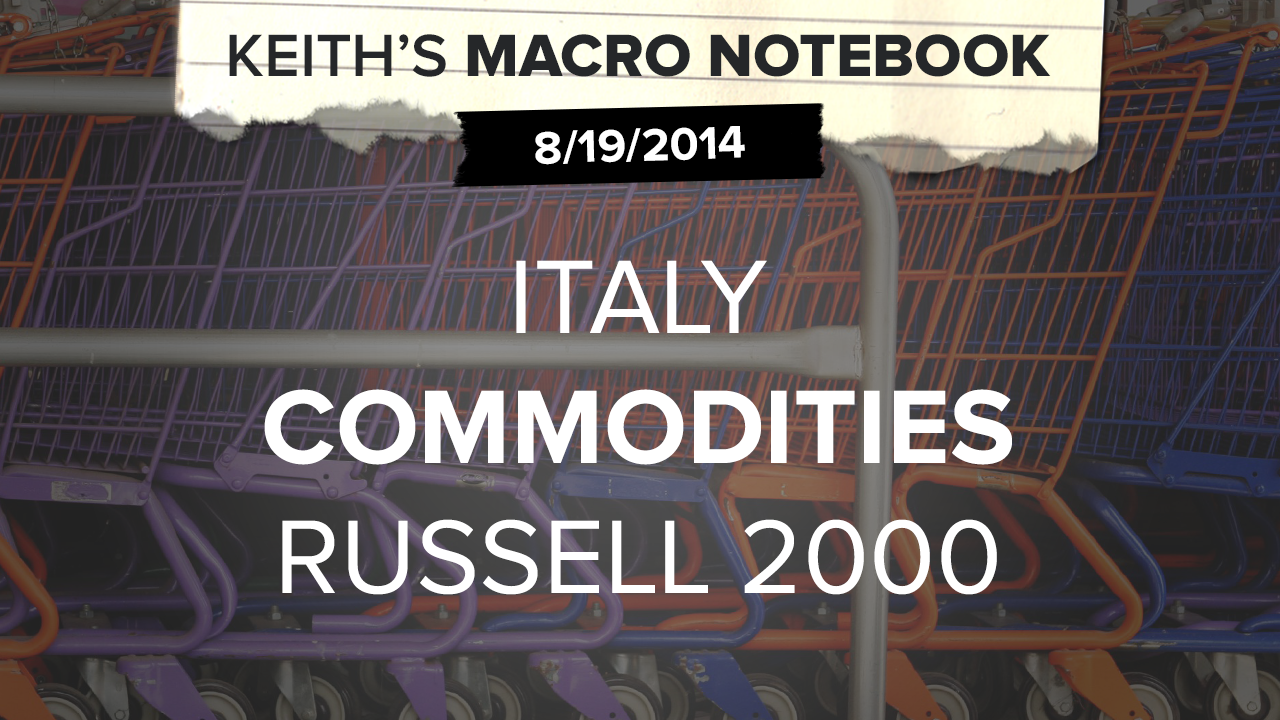 Keith's Macro Notebook 8/19: ITALY COMMODITIES RUSSELL 2000