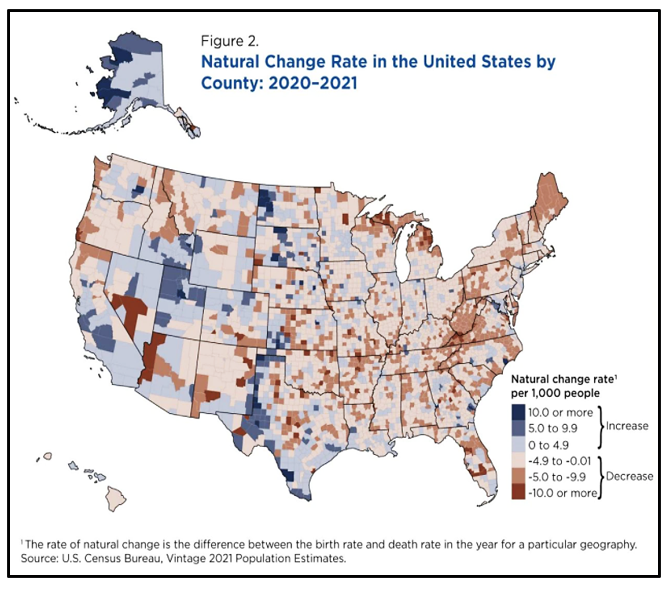 Trendspotting: 73% of US Counties Experienced Natural Decrease in 2021